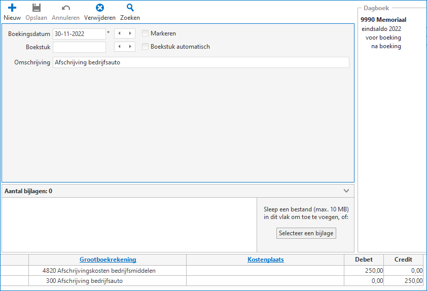 Afschrijving bedrijfsmiddel (activa) handmatig inboeken in SnelStart 12