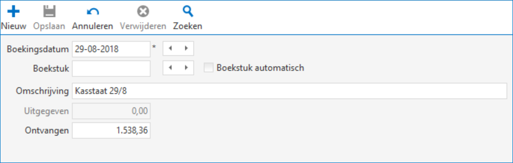Handmatig een kasstaat inboeken in SnelStart 12
