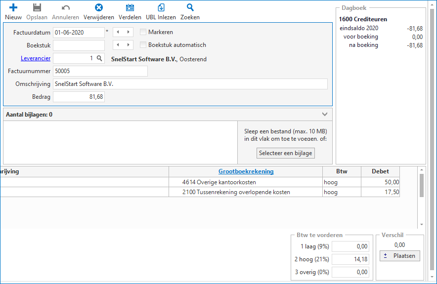 Een inkoopfactuur boeken met kosten over verschillende periodes