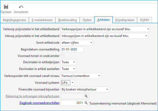 Uitgebreid voorraadbeheer (uitgebreid journaliseren) in SnelStart 12