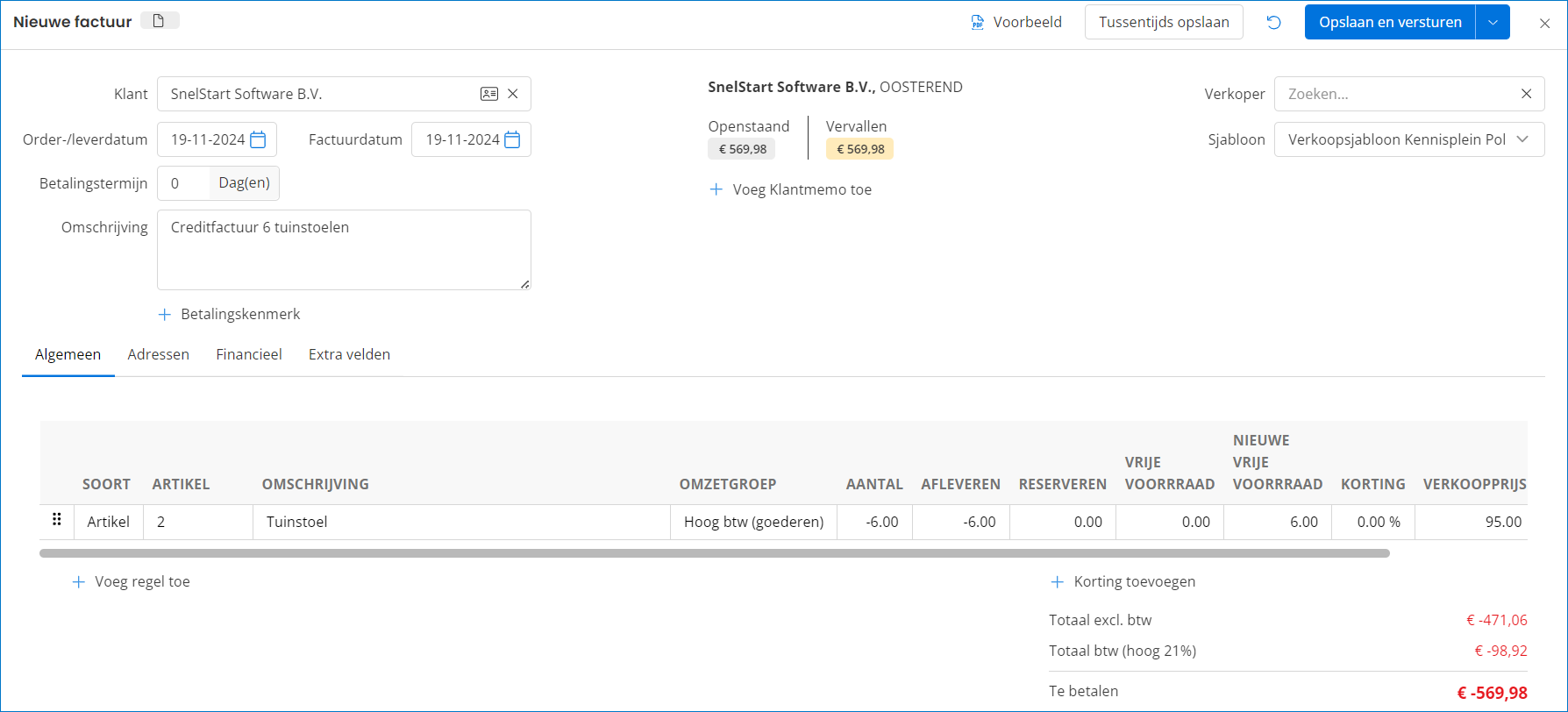 Een creditfactuur maken en verrekenen met de originele factuur