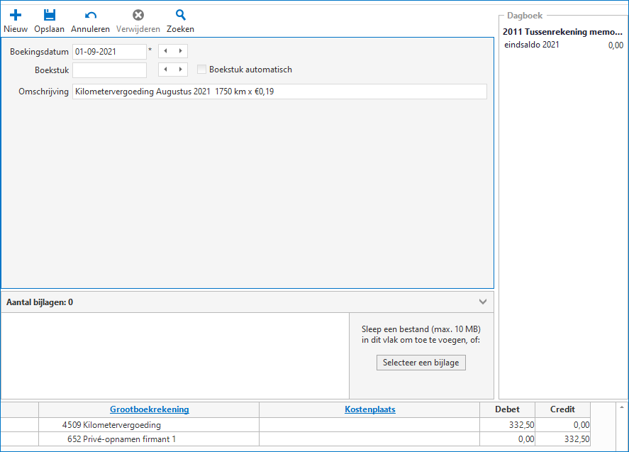 Kilometervergoeding gebruik privéauto boeken in SnelStart 12