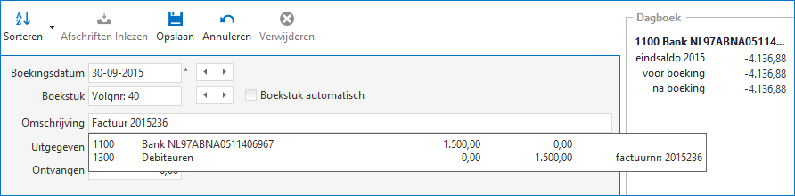 Handmatig een bankafschrift boeken in het Dagboek bank
