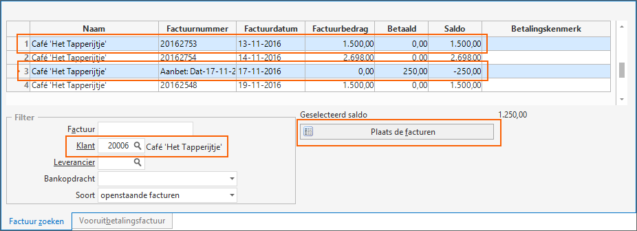 Verrekening van een aanbetaling handmatig boeken in SnelStart 12